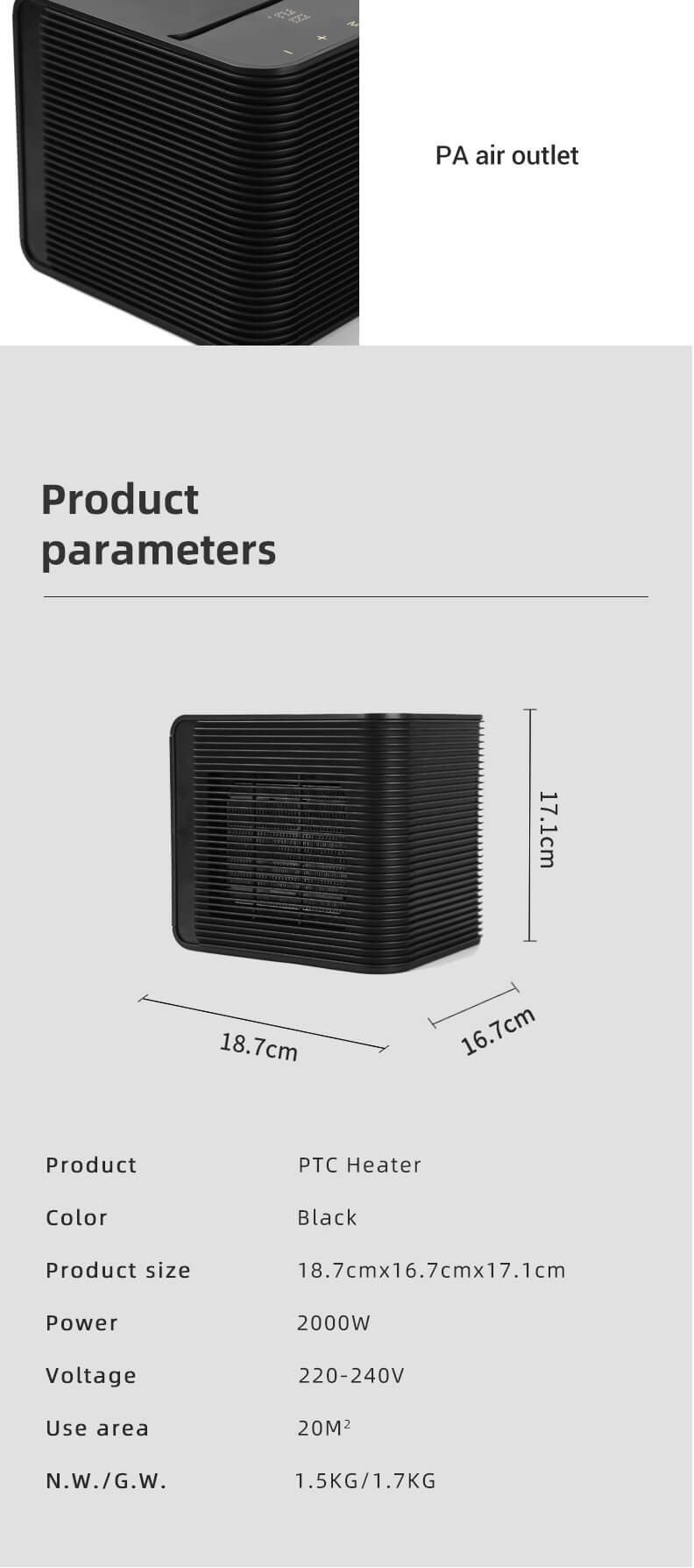 Digital PTC heater 2000W – Celsiusx